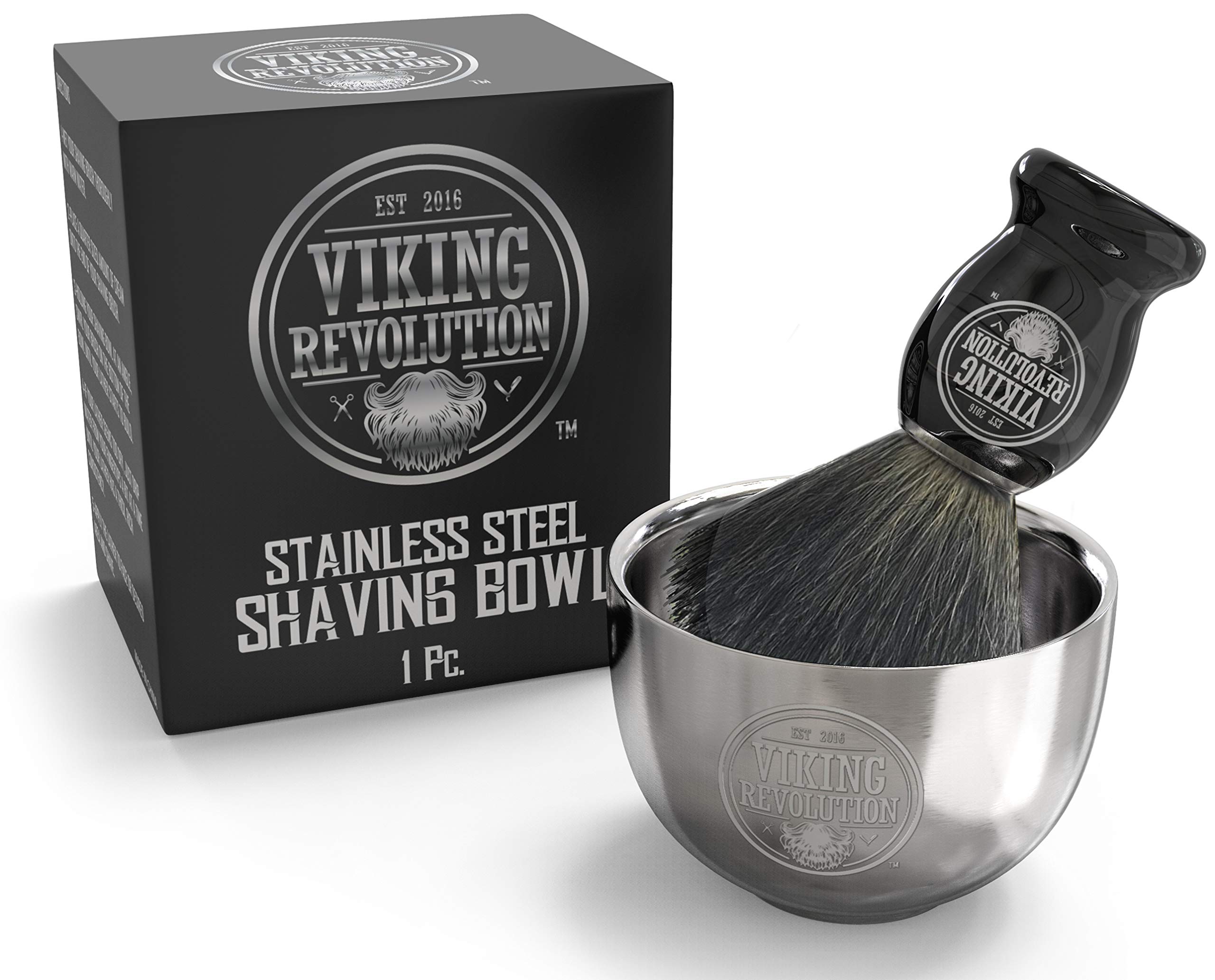 Viking Revolution Stainless Steel Shaving Soap Bowl- Shaving Mug for Shave Cream & Soap- Double Layer, Unbreakable Shaving Cup for Wet Shave