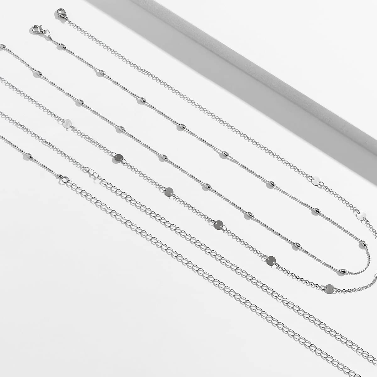 Simple Shiny Sequins Belly Chain Layered Body Chain Jewelry for Women Girls Summer Beach Bikini Accessories (Silver)