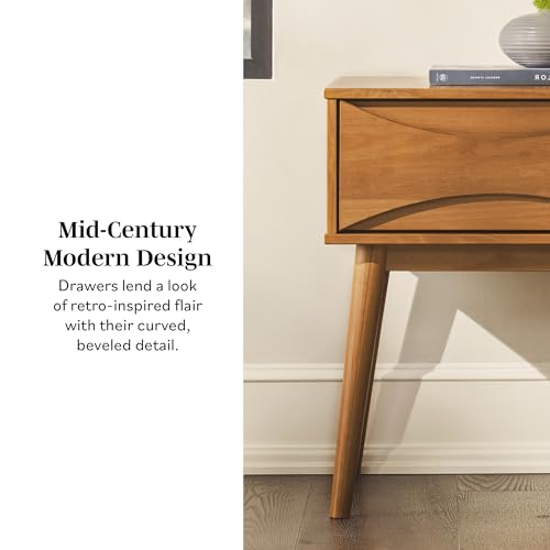 Walker Edison Modern Solid Wood Retro 1-Drawer Nightstand, 25 Inch, Walnut
