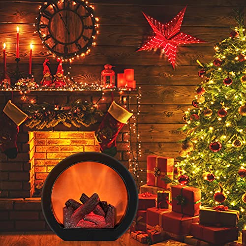 Zhongdawei Fireplace Lamp, LED Fireplace Lantern Touch Switch Simulation LED Desk Stove LED Lantern with Realistic Flame Realistic Fireplace Lantern Fireplace Lamp