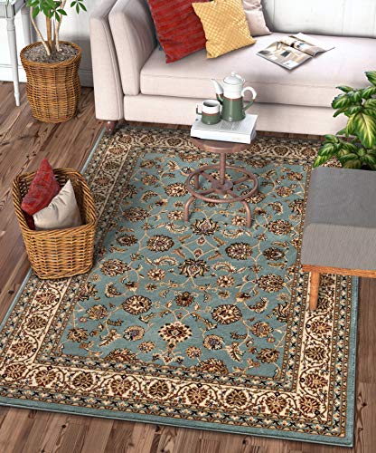 Well Woven Barclay Sarouk Light Blue Traditional Area Rug 6'7" x 9'6"