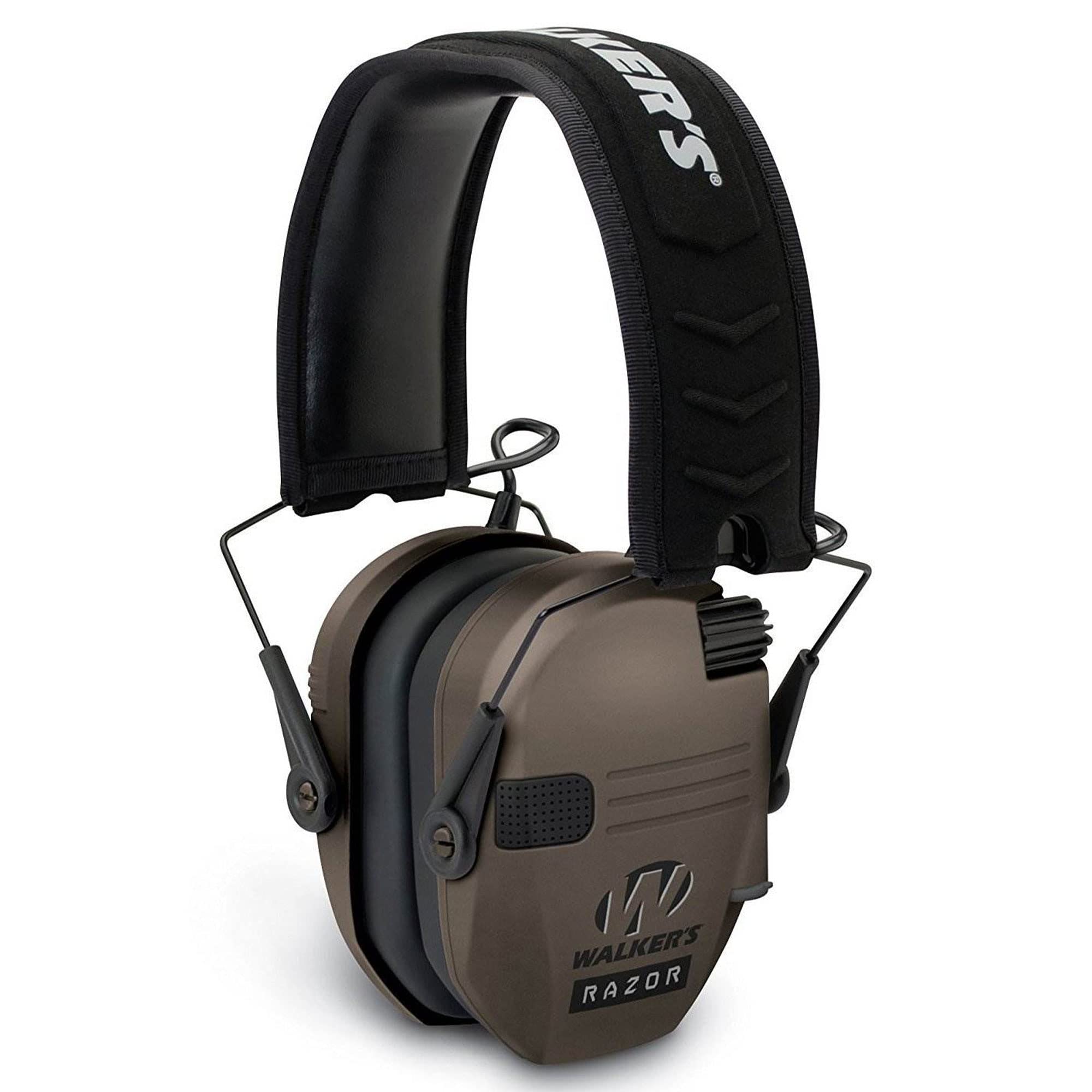 Walker's Razor Slim Shooter Electronic Hunting Folding Hearing Protection Earmuffs with 23dB Noise Reduction and Sound Amplification, (2 Pack)