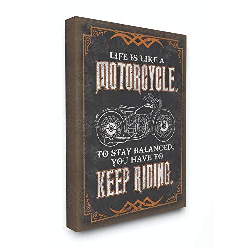 Stupell Industries Motorcycle Life Keep Riding Black Orange Word, Design by Artist Retrorocket Studio Wall Art, 16 x 20, Canvas
