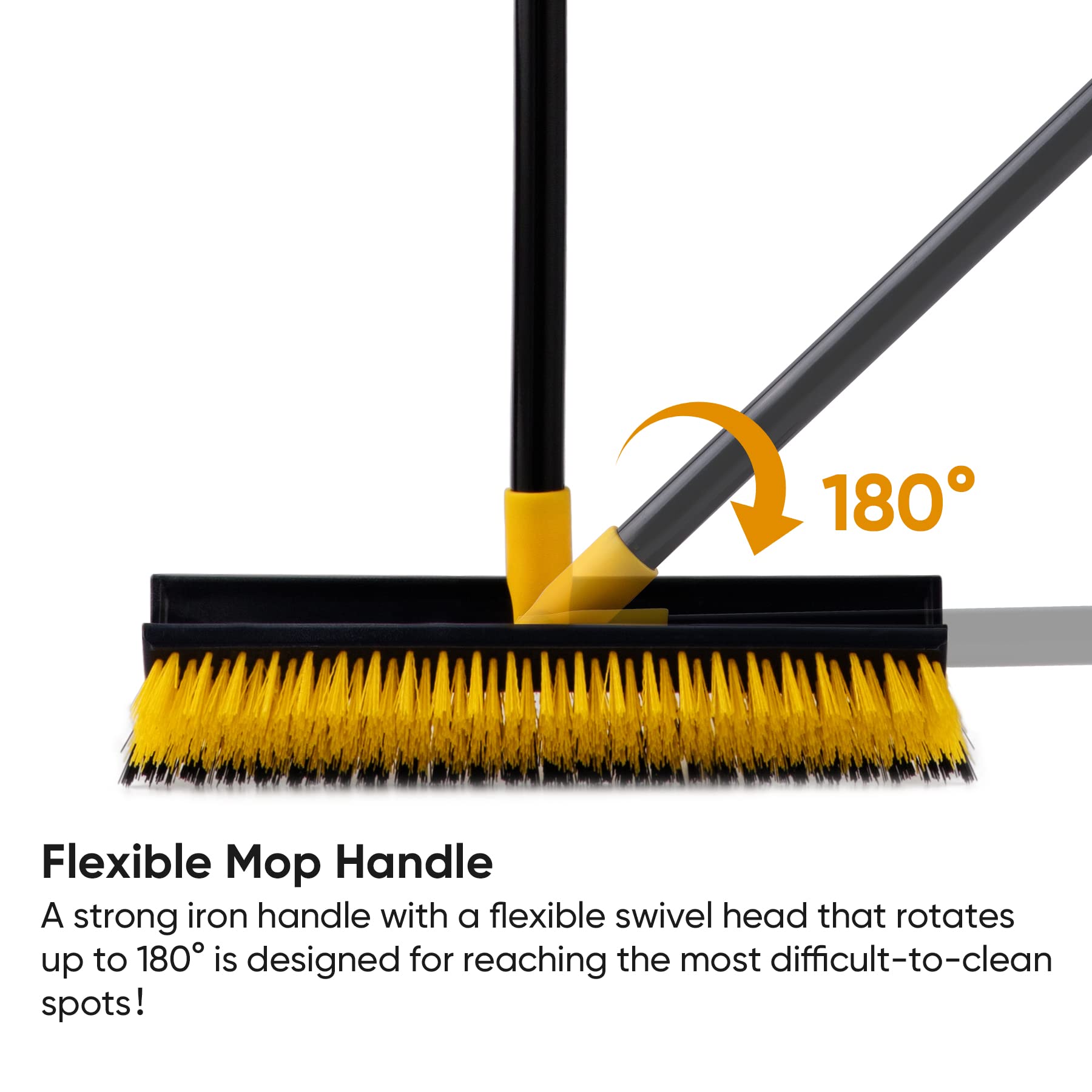 Yocada Double-Sided Floor Scrub Brush Triangle Brush Corner Crevice Cleaning Brush Heavy Duty Stiff Bristle 65.5" for Cleaning Patio Bathroom Garage Kitchen Wall Deck Tub Tile