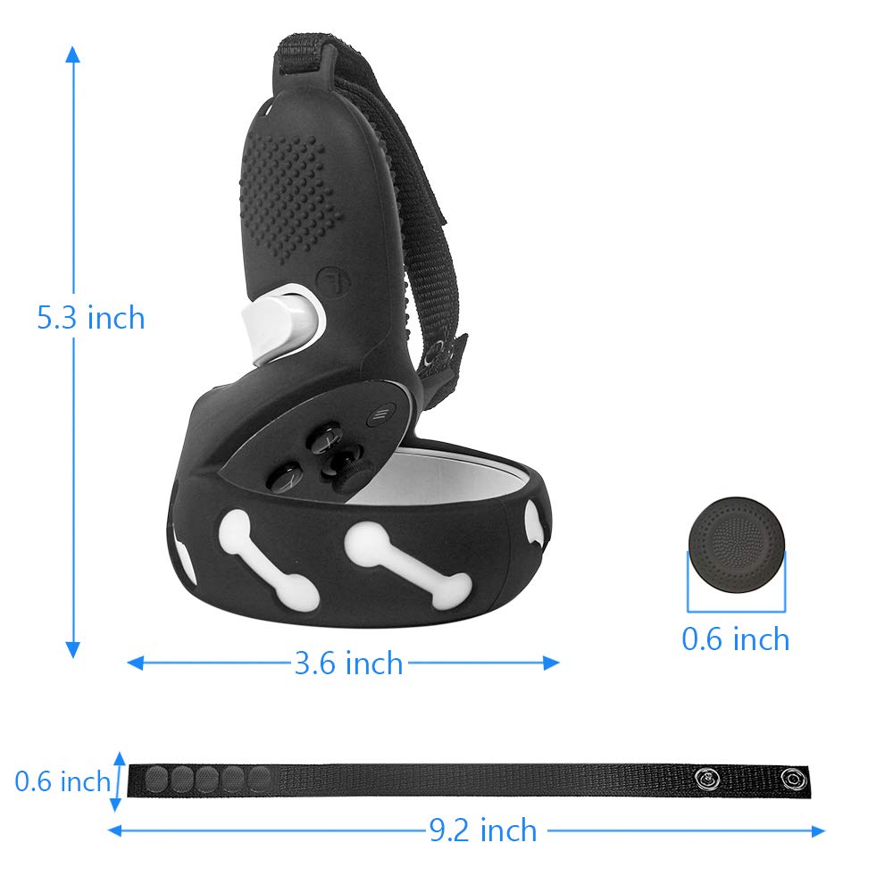 SIMUMU Upgrade Full Cover Silicone Touch Controller Grip Cover & Adjustable Wrist Knuckle Strap for Oculus Quest 2, Upgrade Signal Hole,Unblock Signal (Black)