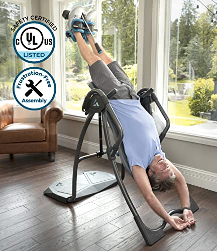 Teeter FitSpine LX9 Inversion Table, Deluxe Easy-to-Reach Ankle Lock, Back Pain Relief Kit, FDA-Registered (LX9 + Heat & Vibration Cushion)