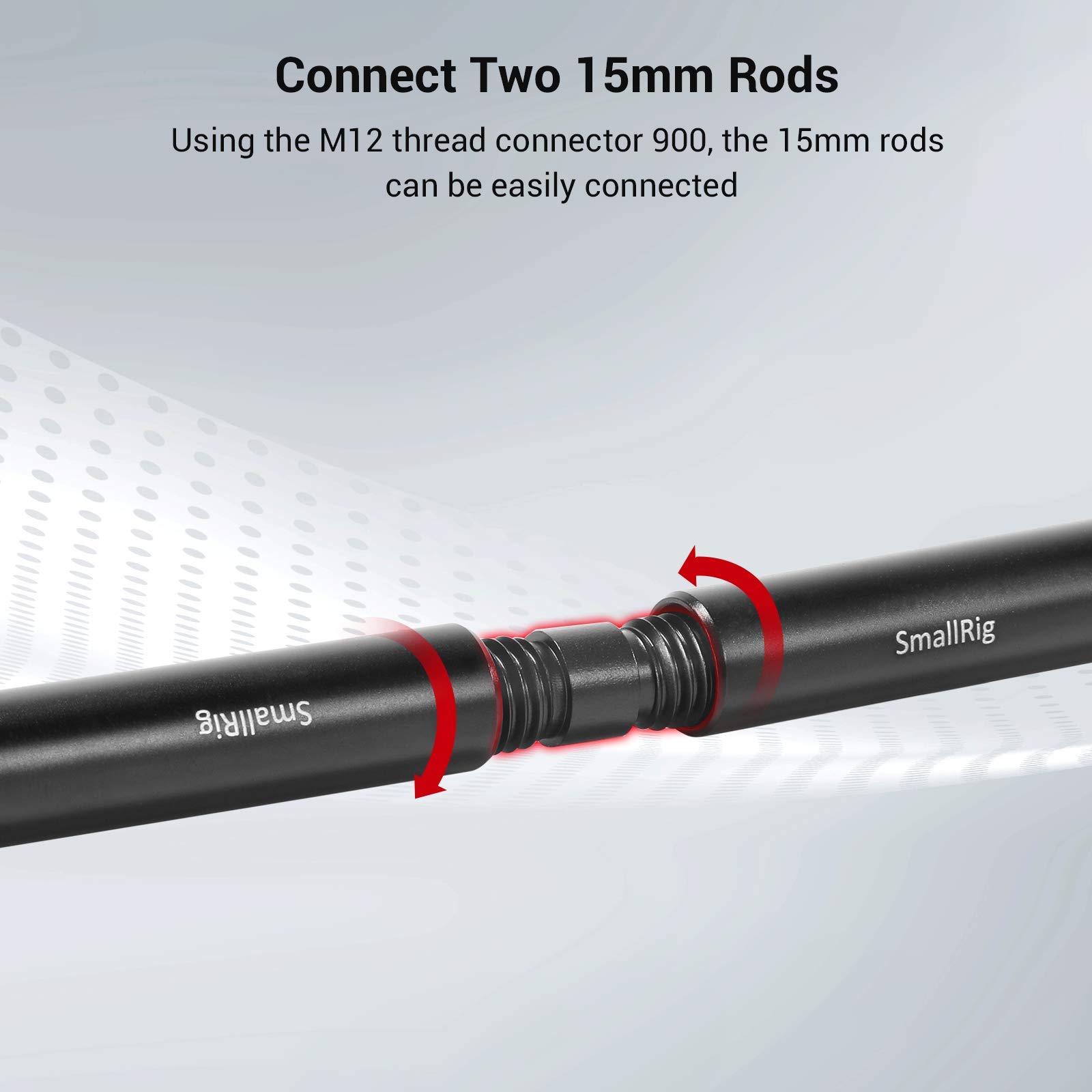 SMALLRIG 15mm Camera Rods (8 Inch), Black Aluminum Alloy 15mm Rail Rod for Support System, Rod Clamps, Matte Box, Follow Focus 1051