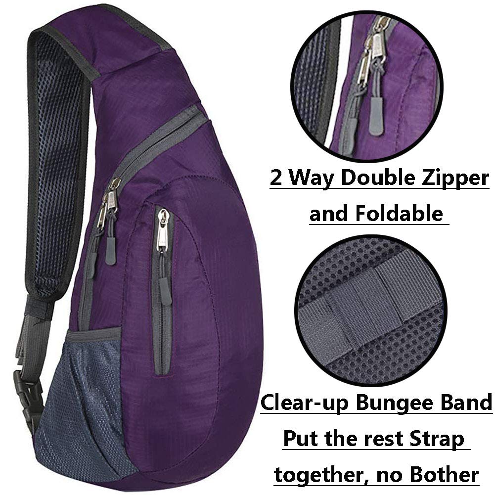 WTSHOPME Sling Bag Crossbody Shoulder Backpack Chest Daypack Small Foldable Rope Triangle Rucksack for Hiking Travel Cycling (Orange)