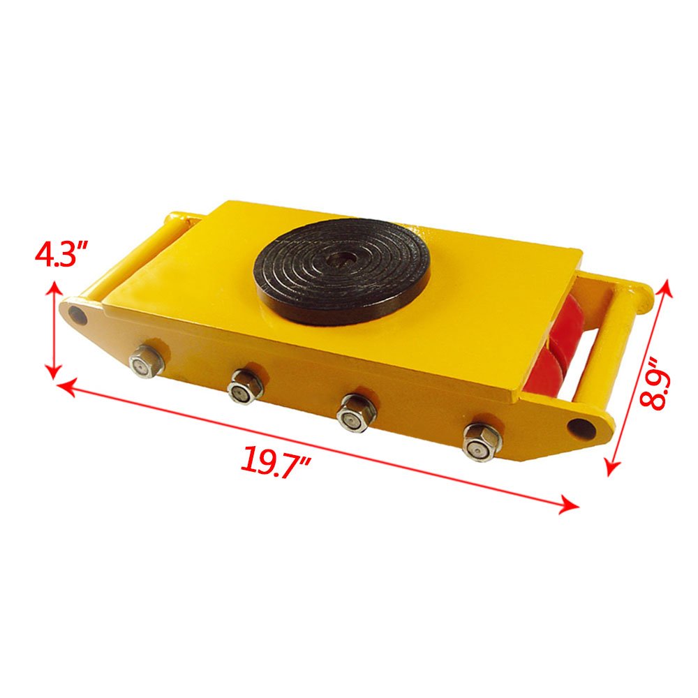 ZXMOTO Machinery Mover with 360 Degree Rotation Cap 12 Ton, 26,455LBs Capacity Industrial Dolly Machinery Skate with 8 Polyurethane Wheels