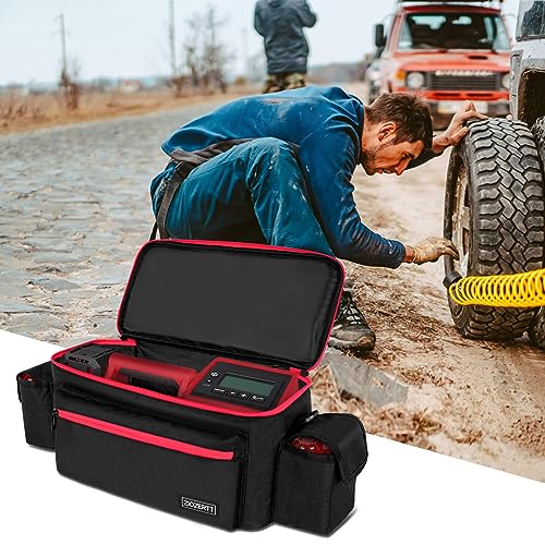 ZIOZERTT Air Compressor Bag Compatible with Milwaukee M18 Tire Inflator 2848-20/Craftsman V20, Air Pump Carrying Case Fits for Milwaukee Tools Accessories and 18V Battery, Black (Bag Only)