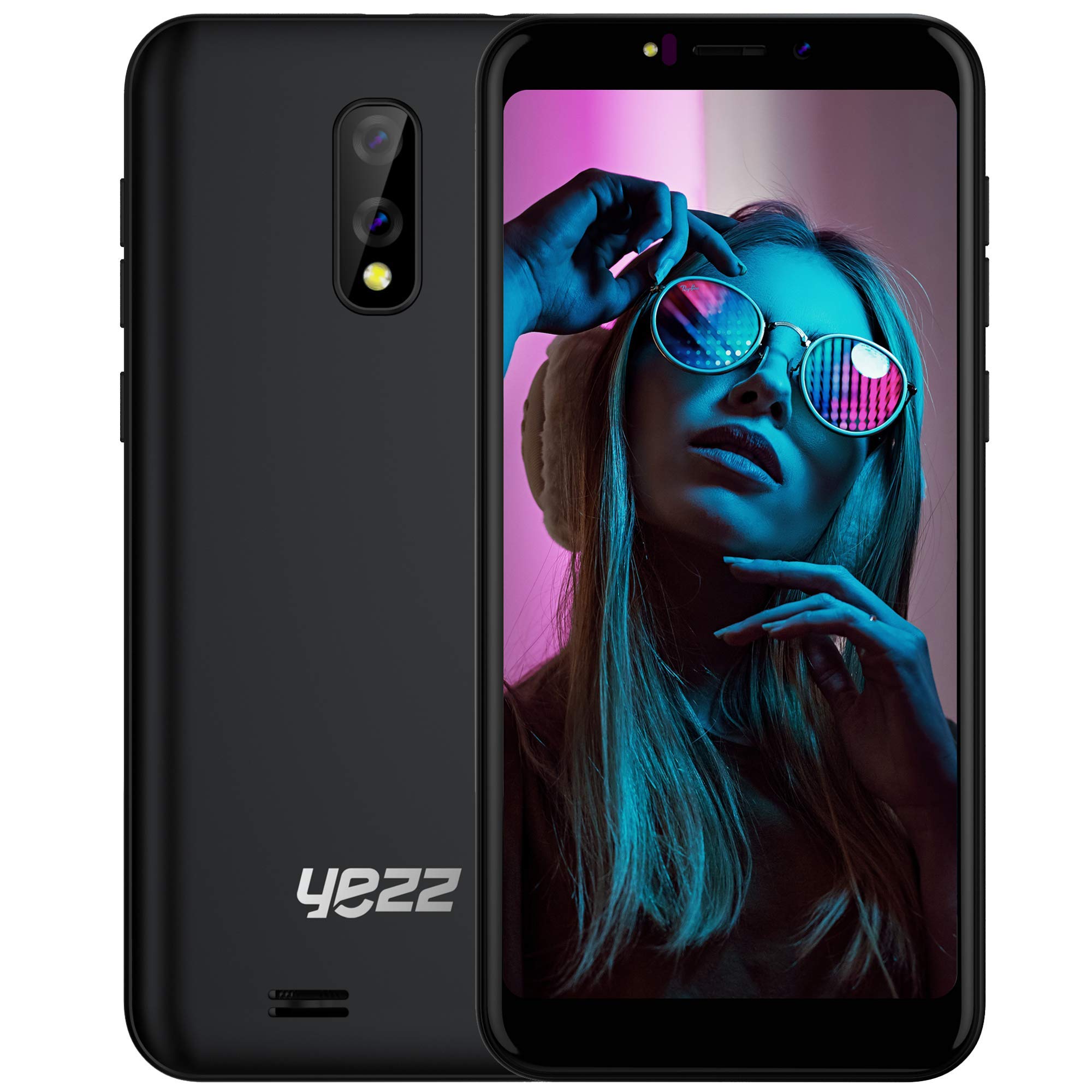 Yezz MAX 1 Plus (16GB, 2GB) 5.5β HD+ IPS Screen, 4G LTE, Android Pie, 1 Year Warranty, Dual SIM Factory Unlocked (AT&T, T-Mobile, Cricket, MetroPCS, Straight Talk), Black