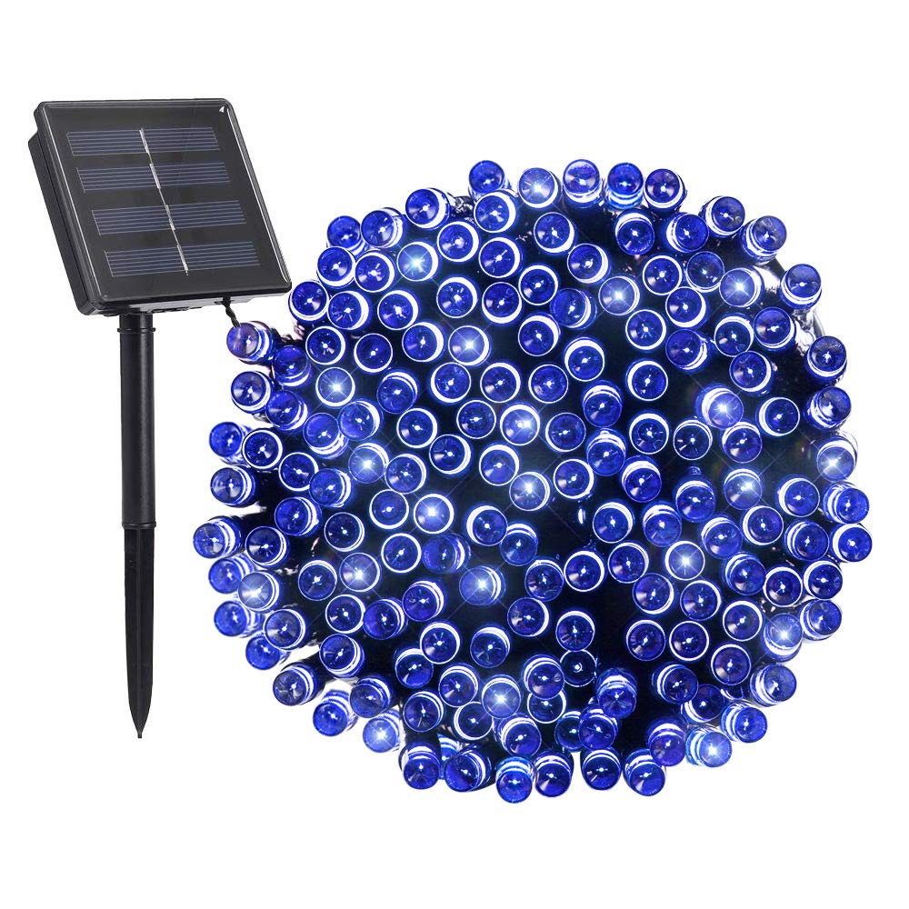 Solar String Lights 105ft 300 LED 8 Modes Solar Powered Led String Lights Waterproof Decorative String Lights for Patio, Garden, Home, Wedding, Party, Xmas(Blue)