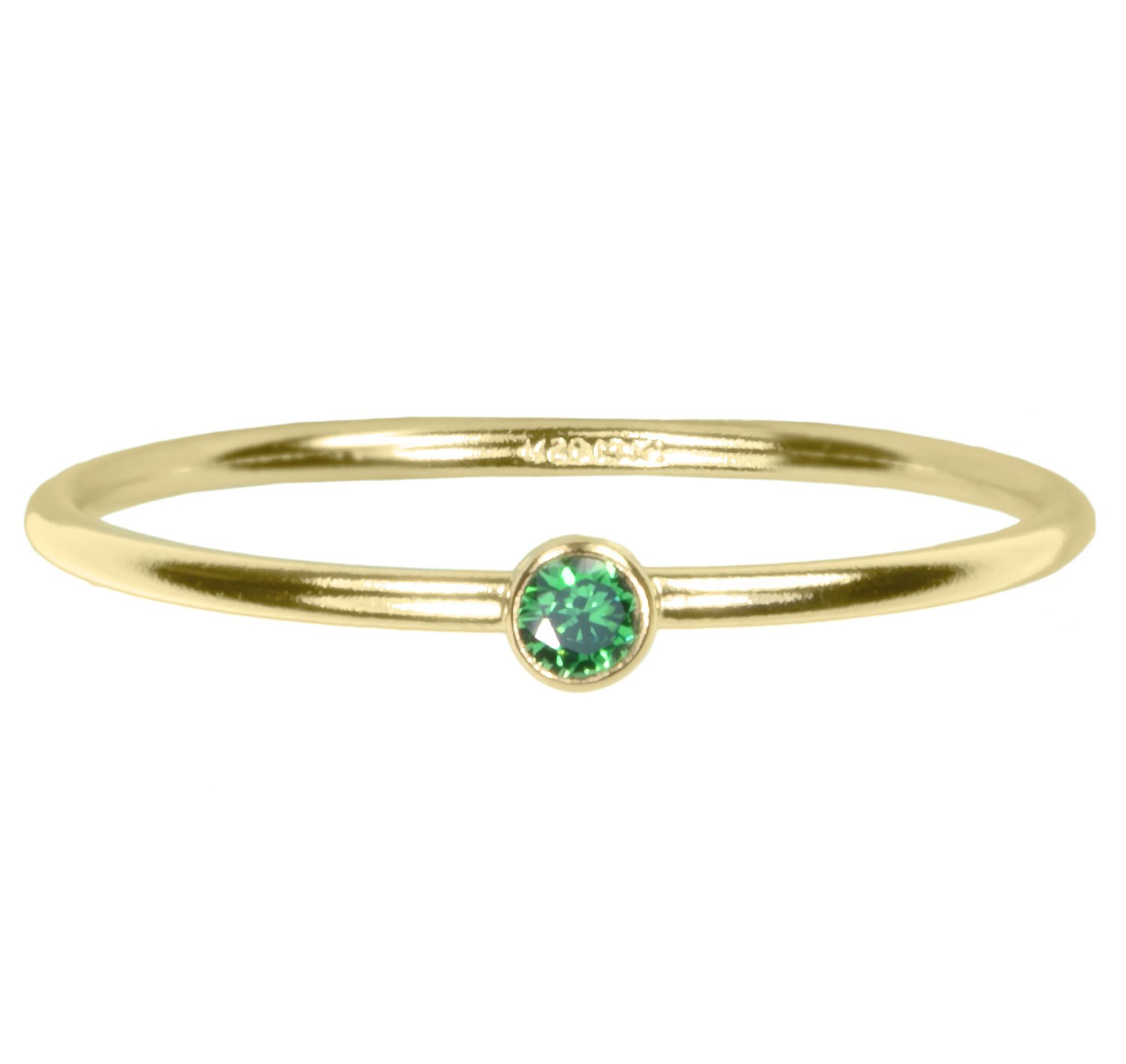 uGems 14kt Gold Filled Green CZ Stacking Ring Size 7