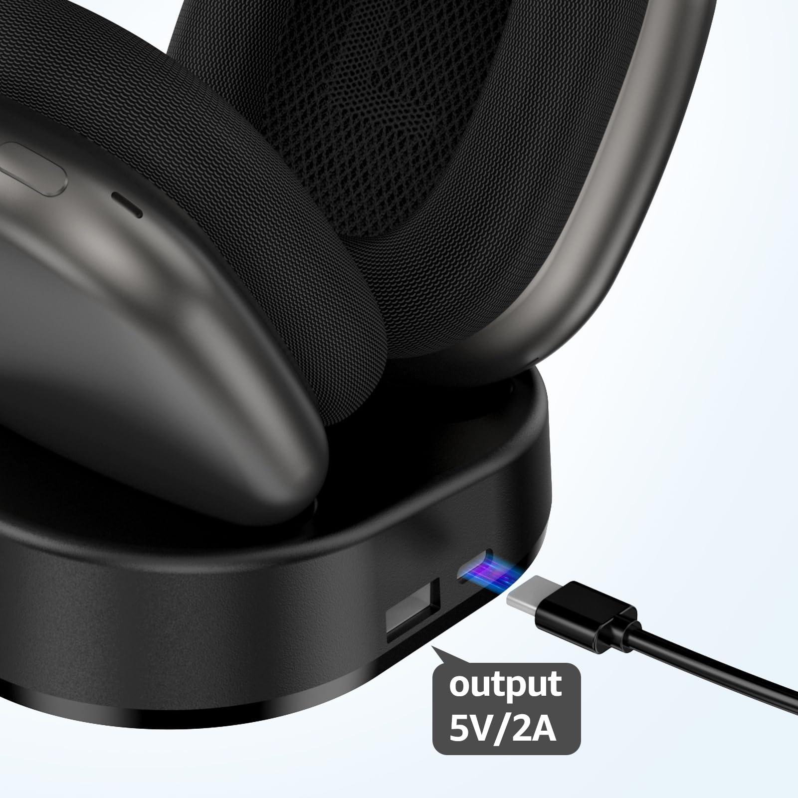ROUNKIN Charging Stand for AirPods Max Headphone,Magnetic Stand,Protable Desktop Headset Holder, Gaming Headset Stand, Charging Base for Headphones,Designed for AirPods Max (Black)