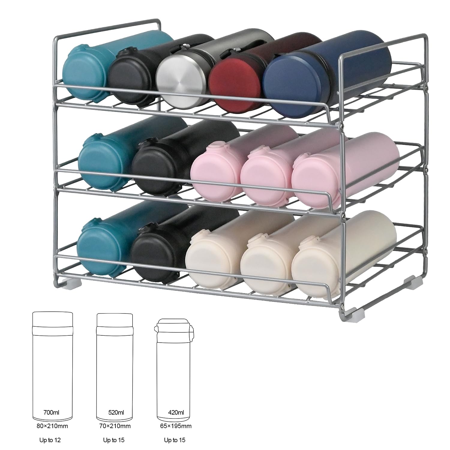SUFAUY Carbon Steel Can Rack Organizer, Silver, 100-Pound Capacity, 36 Jars/Cans