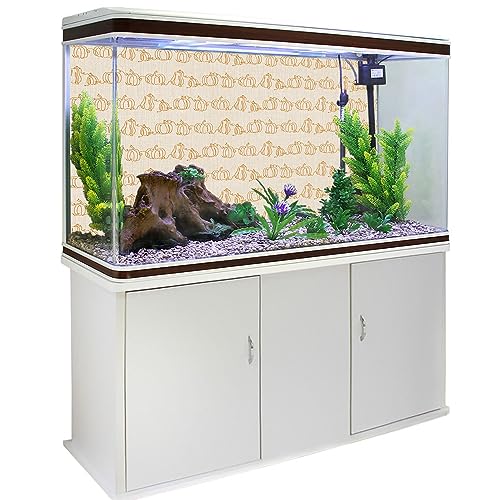 Thanksgiving Pumpkins Fish Tank Decorations PVC Fish Tank Stickers, Fish Backdrop for Aquarium, Decorative Wallpaper for Fish Tank 16.4x24.4 inch Fall Pumpkin Prints Beige