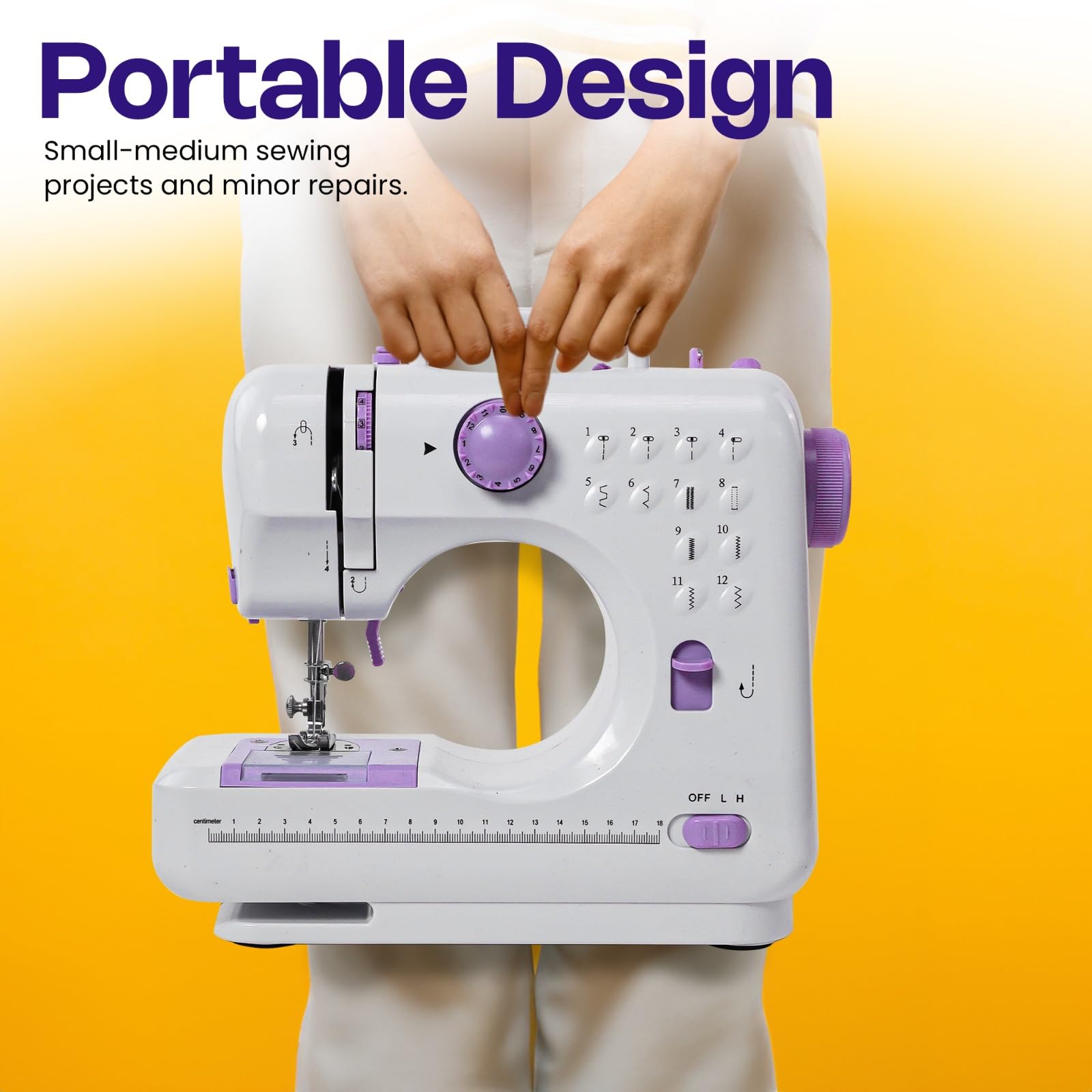 WALLECOM Portable Sewing Machine for Beginners with 12 Stitch Applications, Dual Speed, Reverse Stitch, Foot Pedal and 42 Pcs Sewing Kit - Small Sewing Machine, Easy to Use Electric Mini Sewing