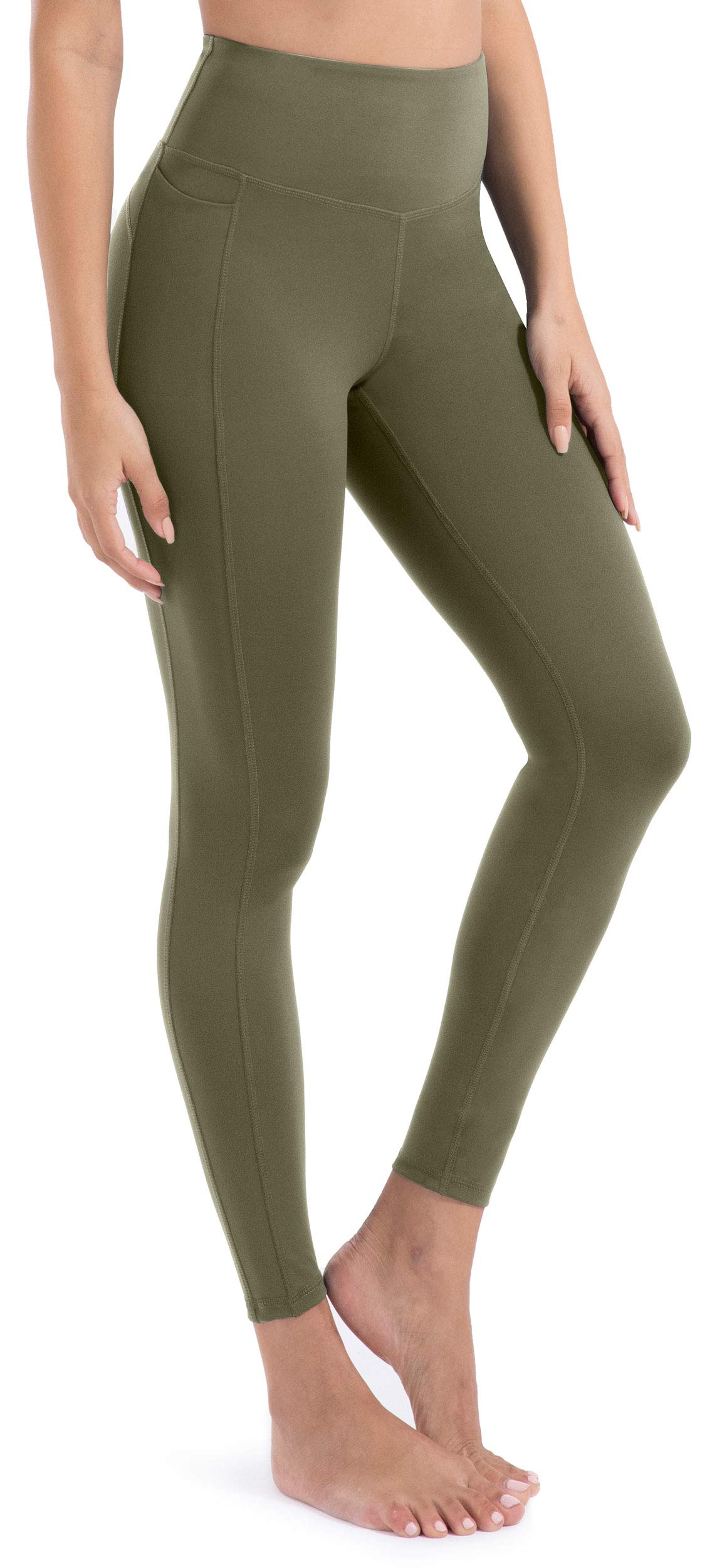 VOEONS Yoga Pants for Women Workout Leggings with Pockets High Waisted Tummy Control Athletic Compression Leggings Army Green,S
