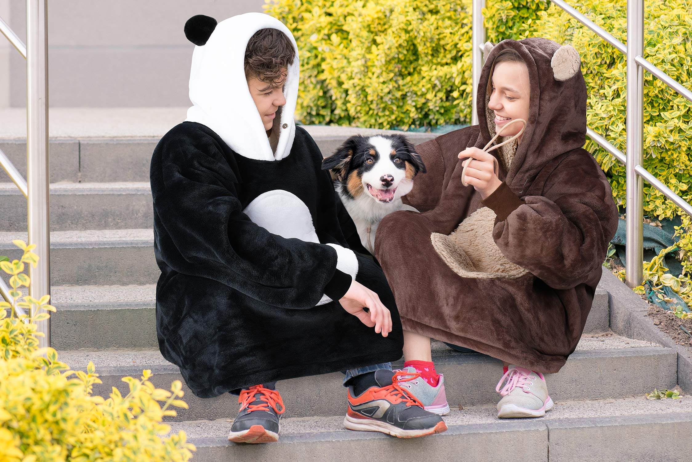 Solaris Panda Wearable Blanket Hoodie for Kids - Warm Soft Gift, Oversized Cozy Sherpa Fleece Sweatshirt Pullover for Teens, Girls, Boys, Large Pocket