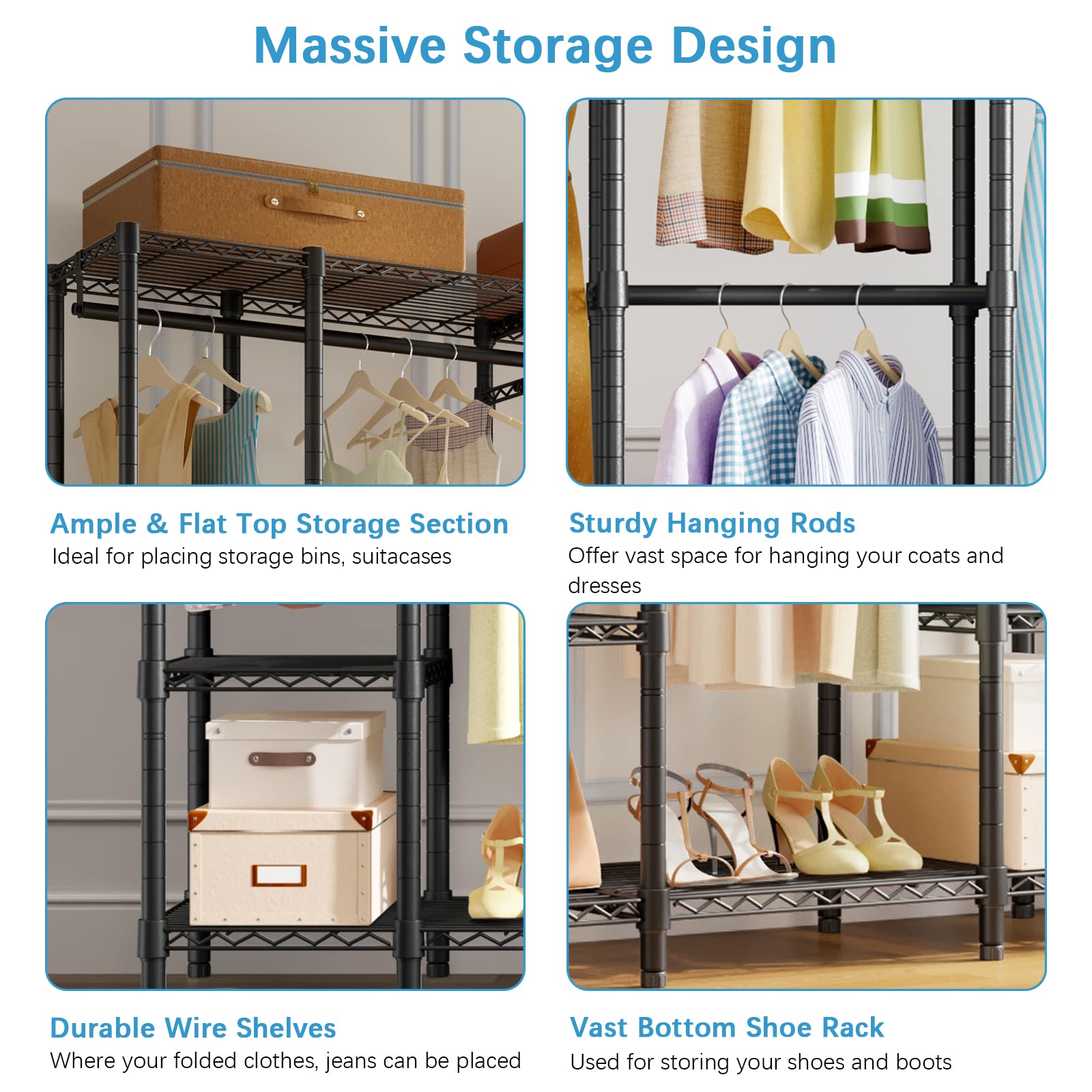 VIPEK V50i Bedroom Armoire Freestanding Closet Wardrobe, Portable Closet Rack, Heavy Duty Clothes Rack Multi-Functional Metal Clothing Rack for Hanging Clothes, Max Load 980lbs, Medium Size (White)