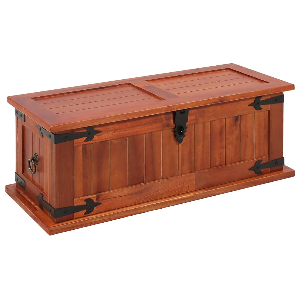 Storage Chest with 2 Side Handles and Latch, Toy Box Organizer for Bedroom and Living Room, Coffee Table, Couch Table, Solid Acacia Wood