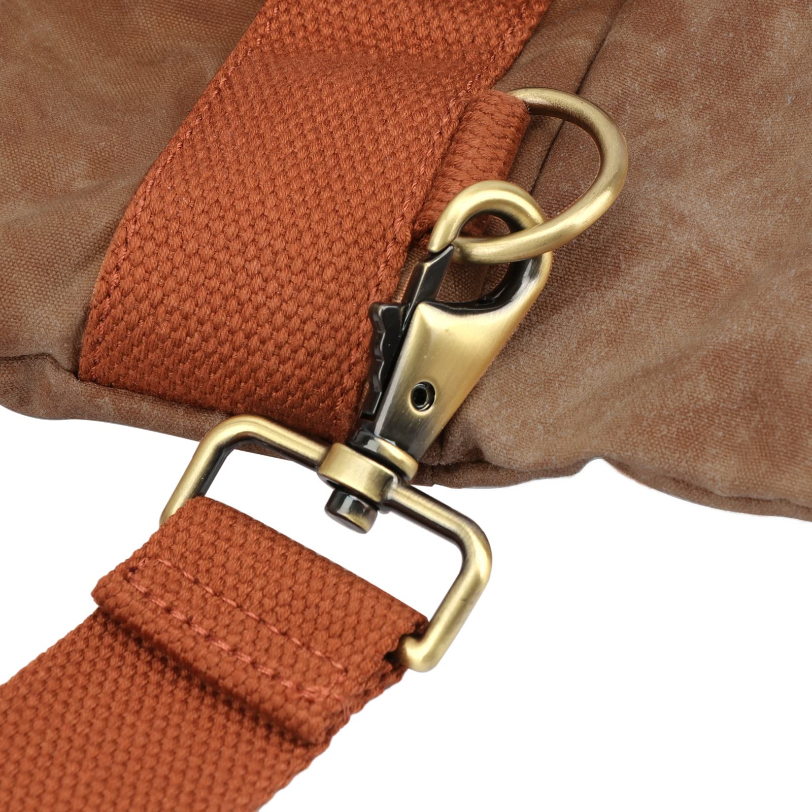 TOURBON Canvas and Leather Roll-top Clip-On Bicycle Panniers Women's Shoulder Tote Bag (Brown)