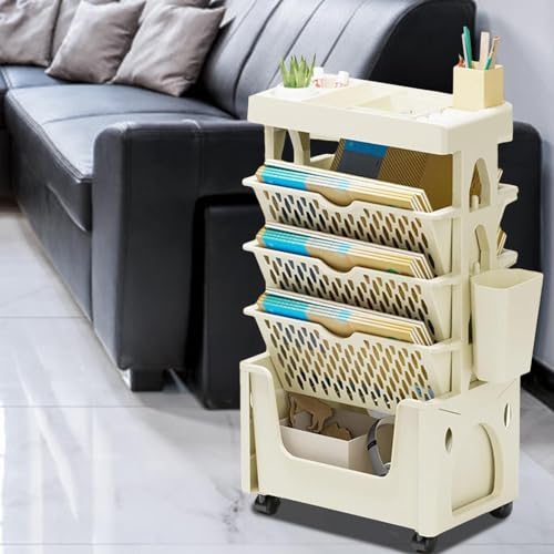 Storage Rolling Cart, 5 Tiers Moving Cart, Foldable Utility Cart, Multifunctional Rolling Drawer Cart, Removable Rolling Storage Trolley with Wheels, Mobile Storage Organizer, Storage Cart for Books