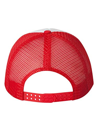 Valucap - Foam Mesh-Back Trucker Cap - VC700 - Adjustable - White/ Red