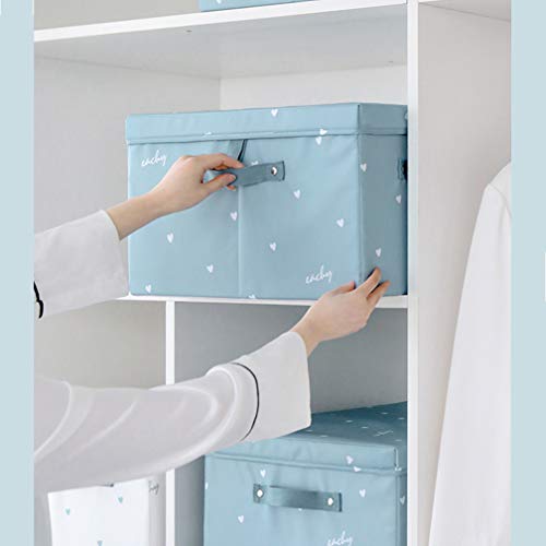 RSTJ-Sjef Oxford Cloth Wardrobe Baskets,Home Fabric Storage Bin,Foldable Wardrobe Organiser Boxes,Used for Cabinets, Shelves, Wardrobes, Toys, Clothes,Blue,M