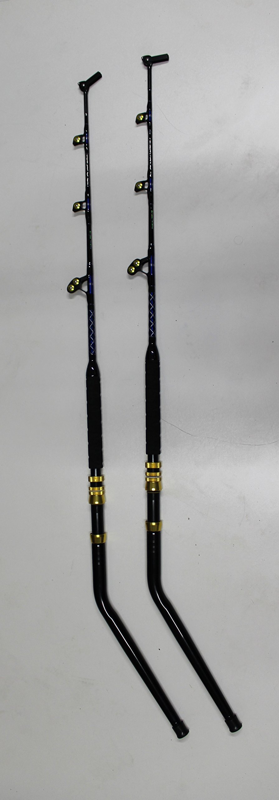 Xcaliber Marine Pair (2) Offshore Series 130lb Saltwater Deep Drop Swivel Tip Trolling Rod (Blue & Silver)