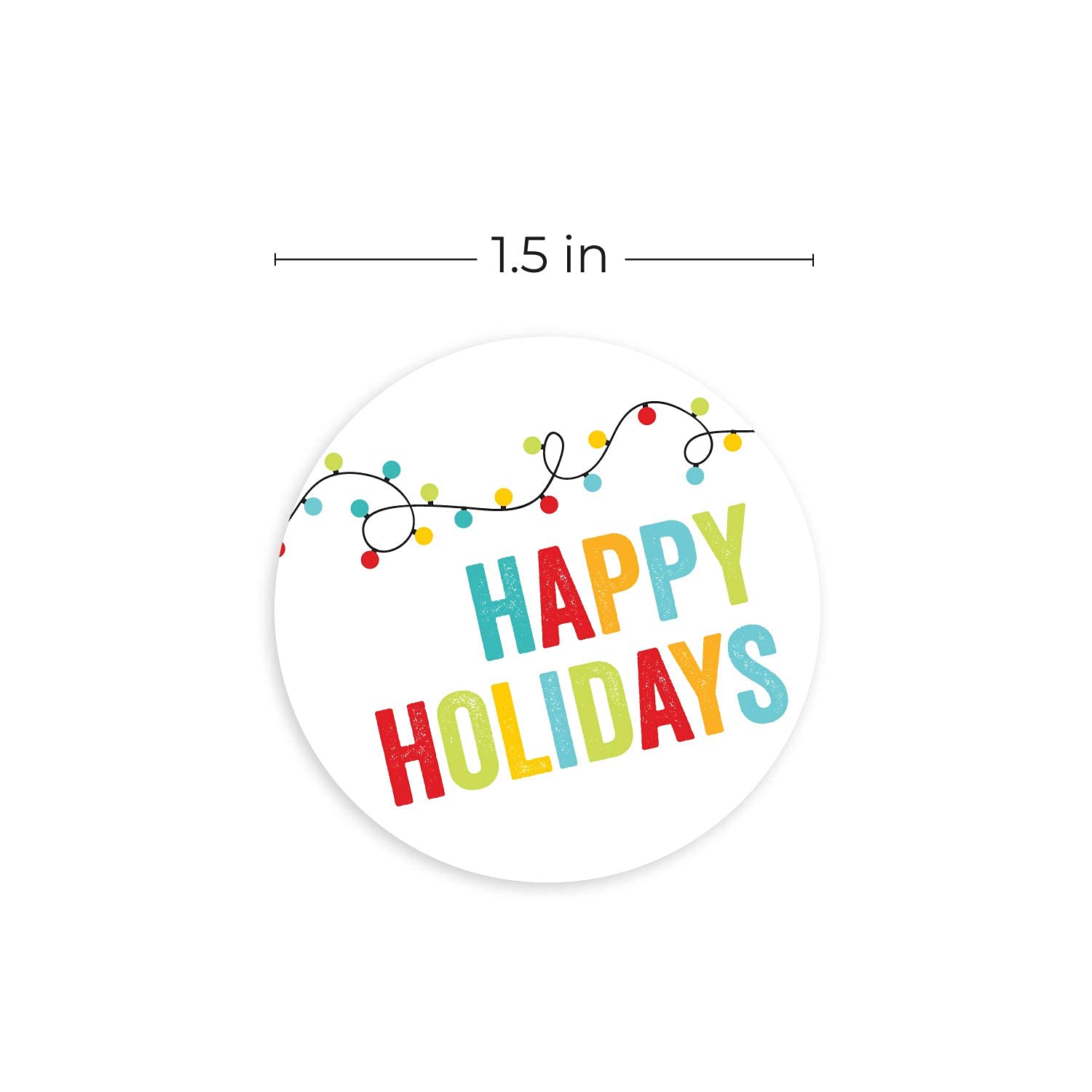 String of Lights Happy Hoildays Stickers / 500 Festive Christmas Lights Labels / 1.5" Small Business Holiday Label/Winter Envelope Seals/Made in The USA