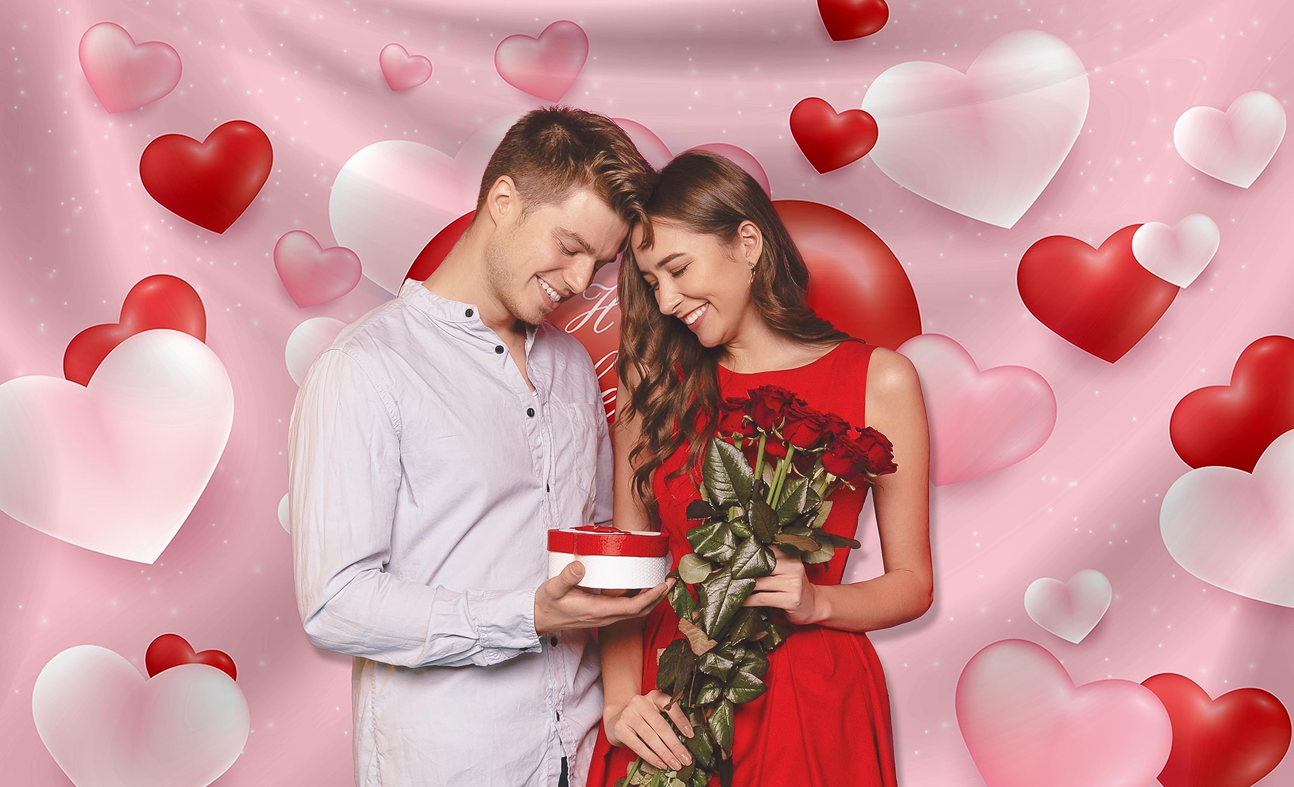 Valentine's Day Party Backdrop - Beautiful Romantic Blossom Love Heart Theme Studio Background Banner Decorations Photography Supplies - Happy Valentine's Day Photo Booth Backdrops - 70.8 x 43.3 Inch