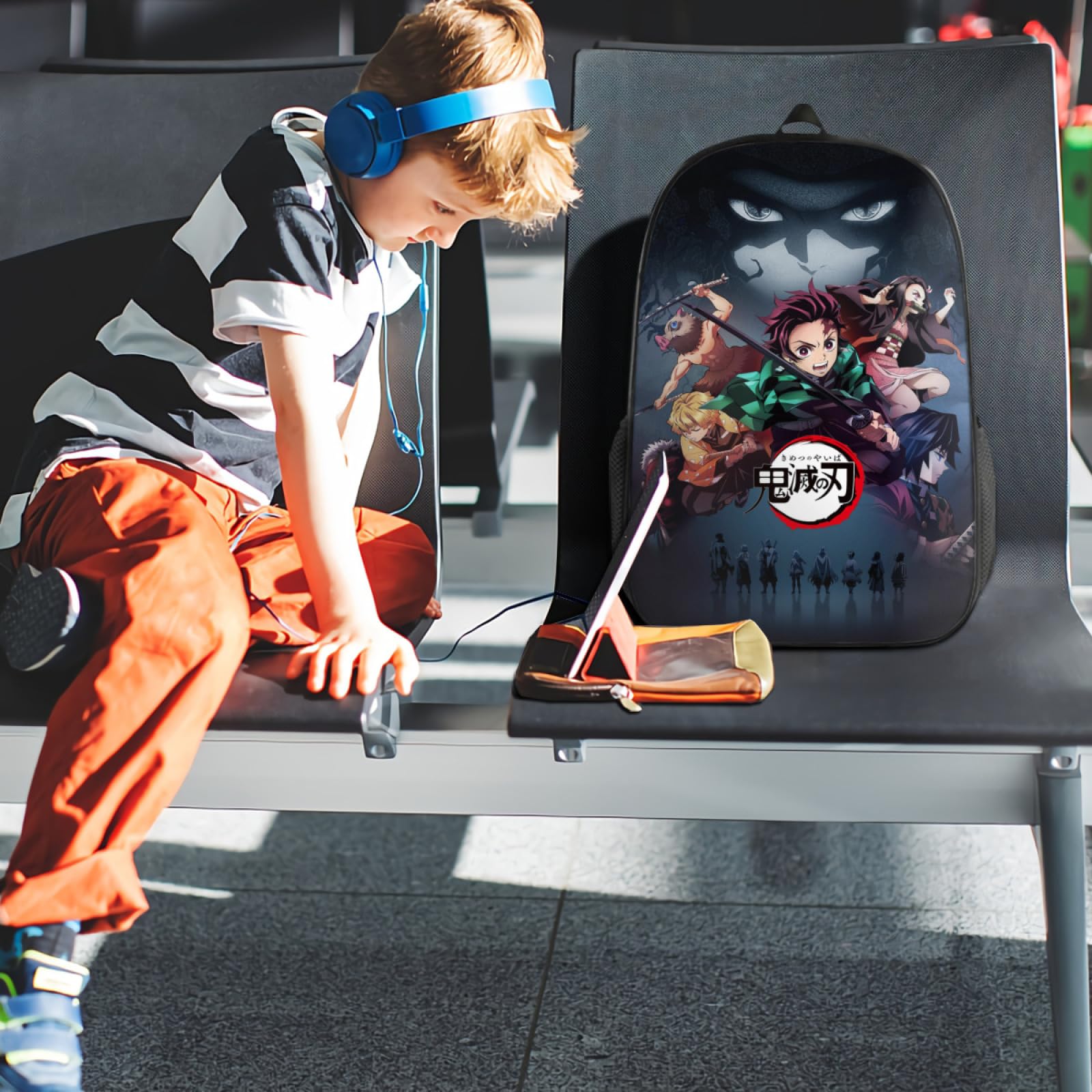 ZOIKOM Anime Backpack With Keychain, 17 Inch Classic Anime Print Cartoon Bookbag Lightweight Laptop Bag, Adjustable