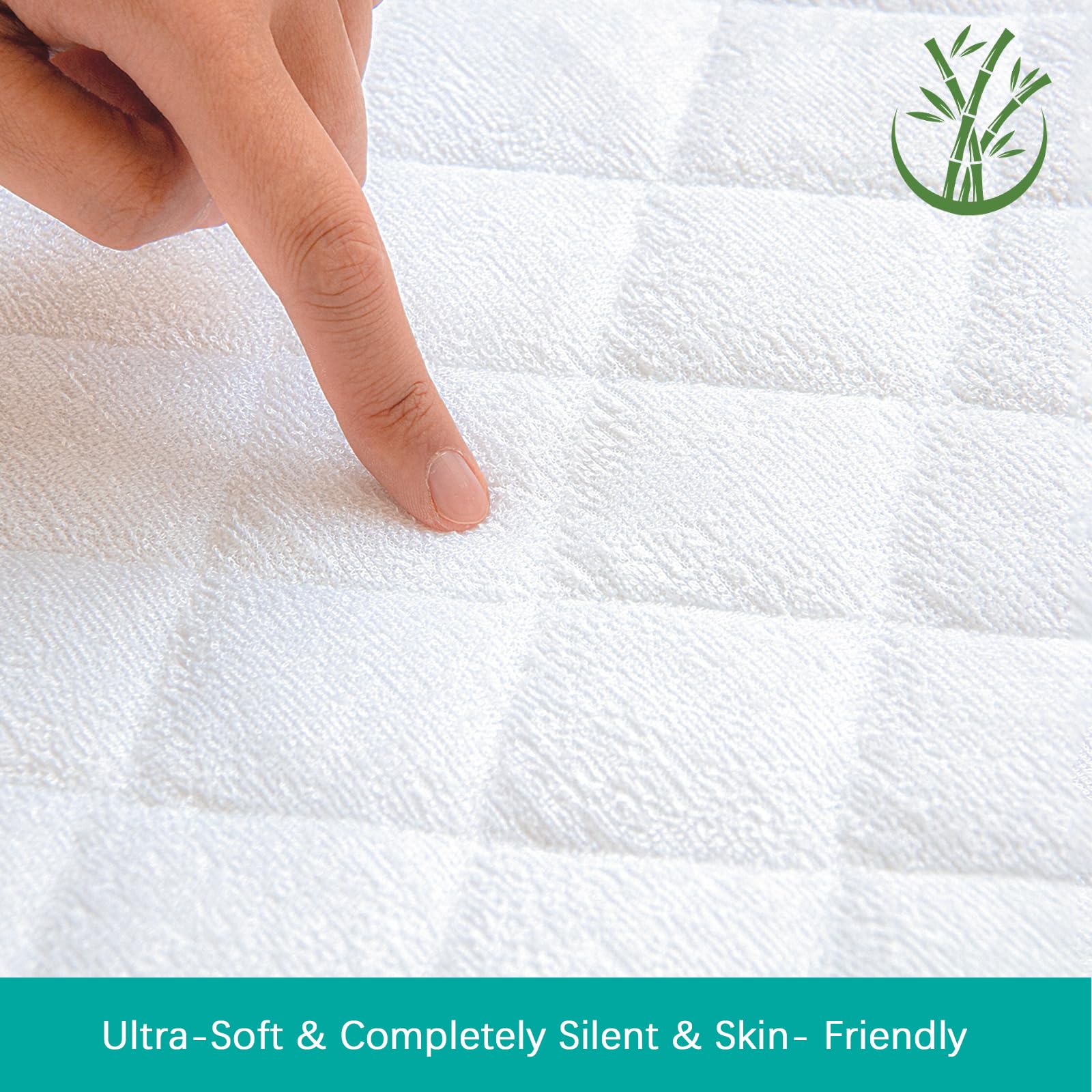 Waterproof Bamboo Viscose Quilted Crib Mattress Encasement Zippered Crib Mattress Protector, Breathable and Absorbent, 6 Sides Fully Encased Crib Mattress Cover, 2 Pack, Bamboo Viscose