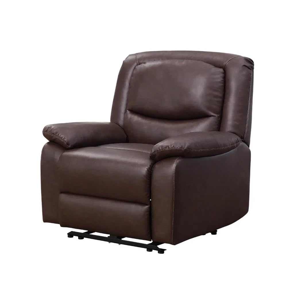 Sofas Push-Button Power Recliner with Deep Body Cushions Living Room Chairs Brown Faux Leather Upholstery Sofa Furniture
