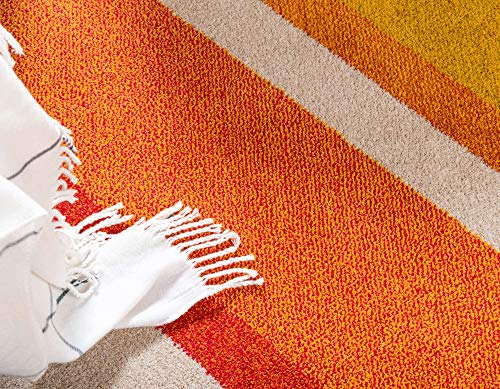 Unique Loom Estrella Collection Colorful, Modern, Graphs, Abstract Area Rug, 6' 0" x 6' 0", Beige/Blue