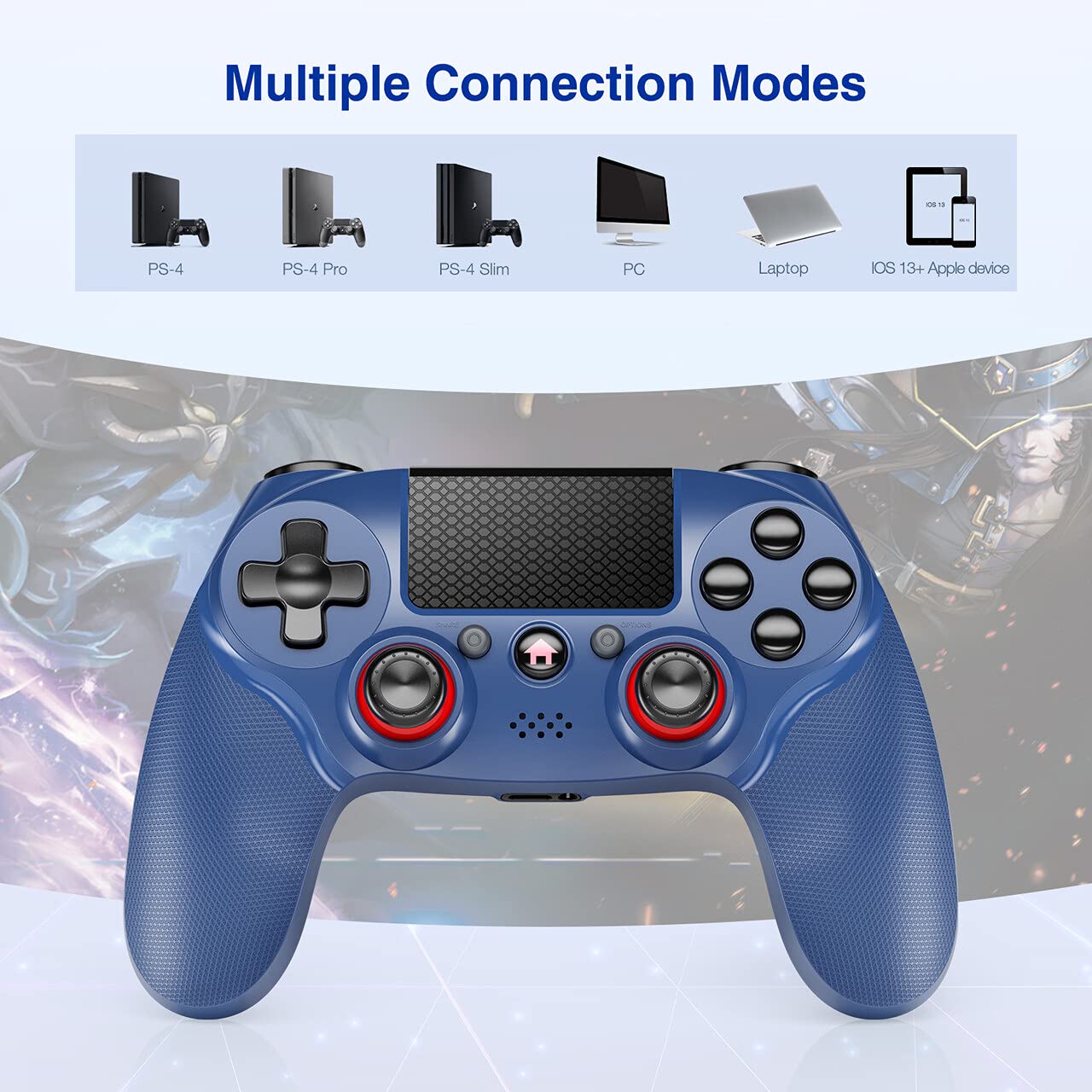 Wireless Controller for PS4 - Touch Panel Controller with Dual Axis Vibration and Wireless Bluetooth Audio Gamepad Joystick Gamepad Gaming Controller for PlayStation 4