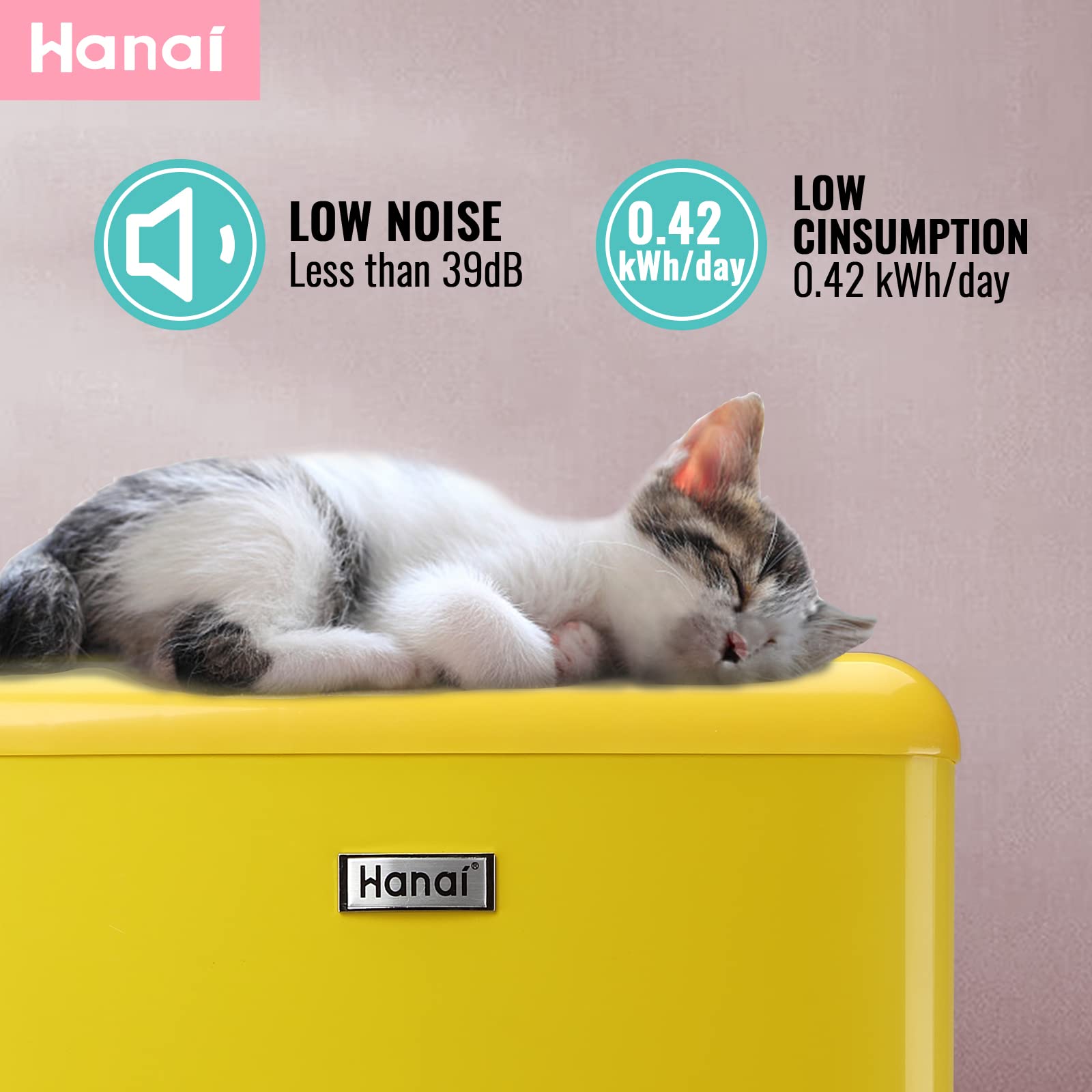 WANAI 3.5 Cu.ft Compact Refrigerators Mini Fridge with Freezer Yellow Small Fridge Dual Door Classic Retro Refrigerator Removable Glass Shelves Adjustable Thermostat for Home Office Dorm RV
