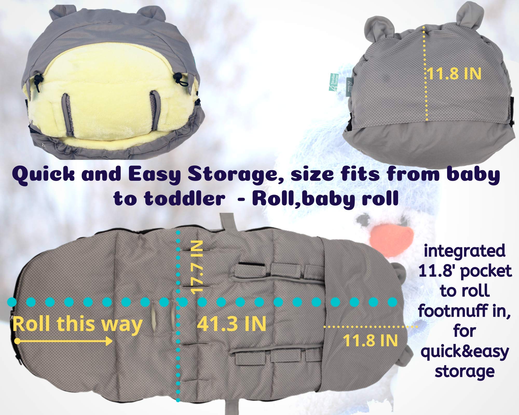 Stroller Trotter - Luxury Stroller footmuff Inner Velvet Layer for Comfort, Stroller Sleeping Bag with Non Skid Adjustable Fixing Elements for Toddler and Baby Bunting