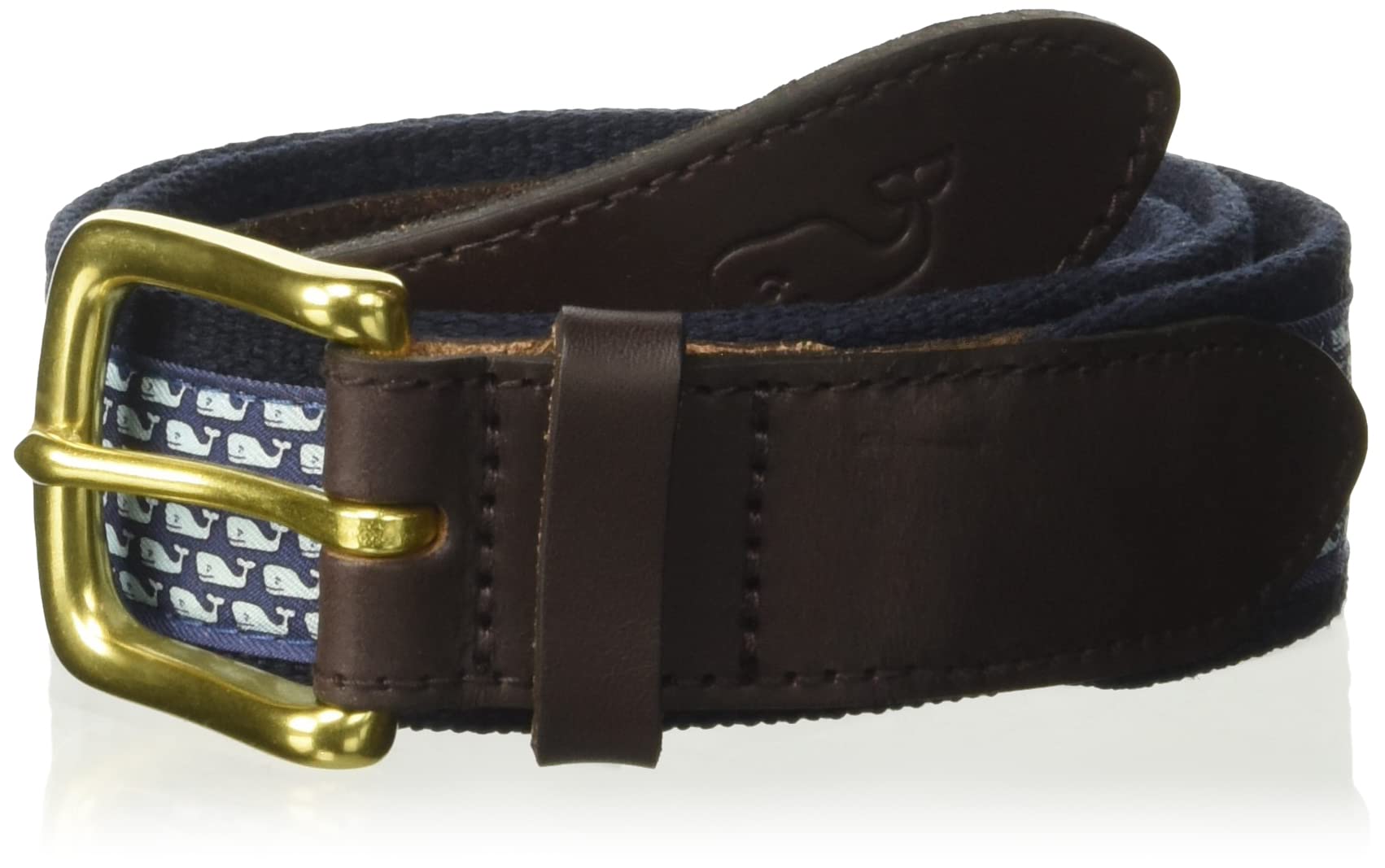 vineyard vines Men's Whale Canvas Club Belt, Vineyard Navy, 34
