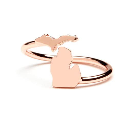 Stone Armory State of Michigan Ring | Adjustable Michigan Map Ring | Unique MI Jewelry | Souvenir Gifts (Copper Plated Brass)