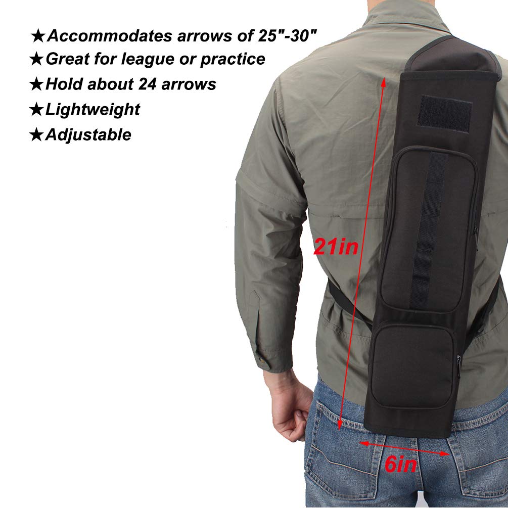XTACER Lightweight Quiver Hunting Training Camo Archery Arrow Quiver Holder Bow Belt Shoulder Bag Pouch (Black - Upgrade)