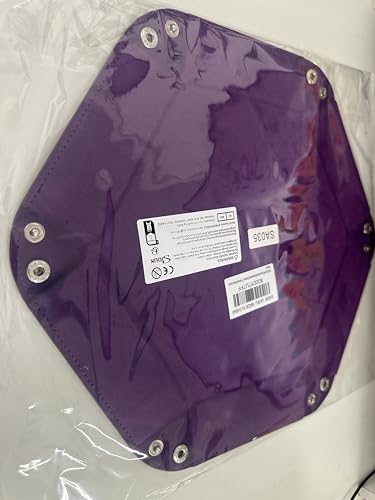 SIQUK Double Sided Dice Tray, Folding Hexagon PU Leather and Velvet Dice Holder for Dungeons and Dragons RPG Dice Gaming D&D and Other Table Games, Dark Violet