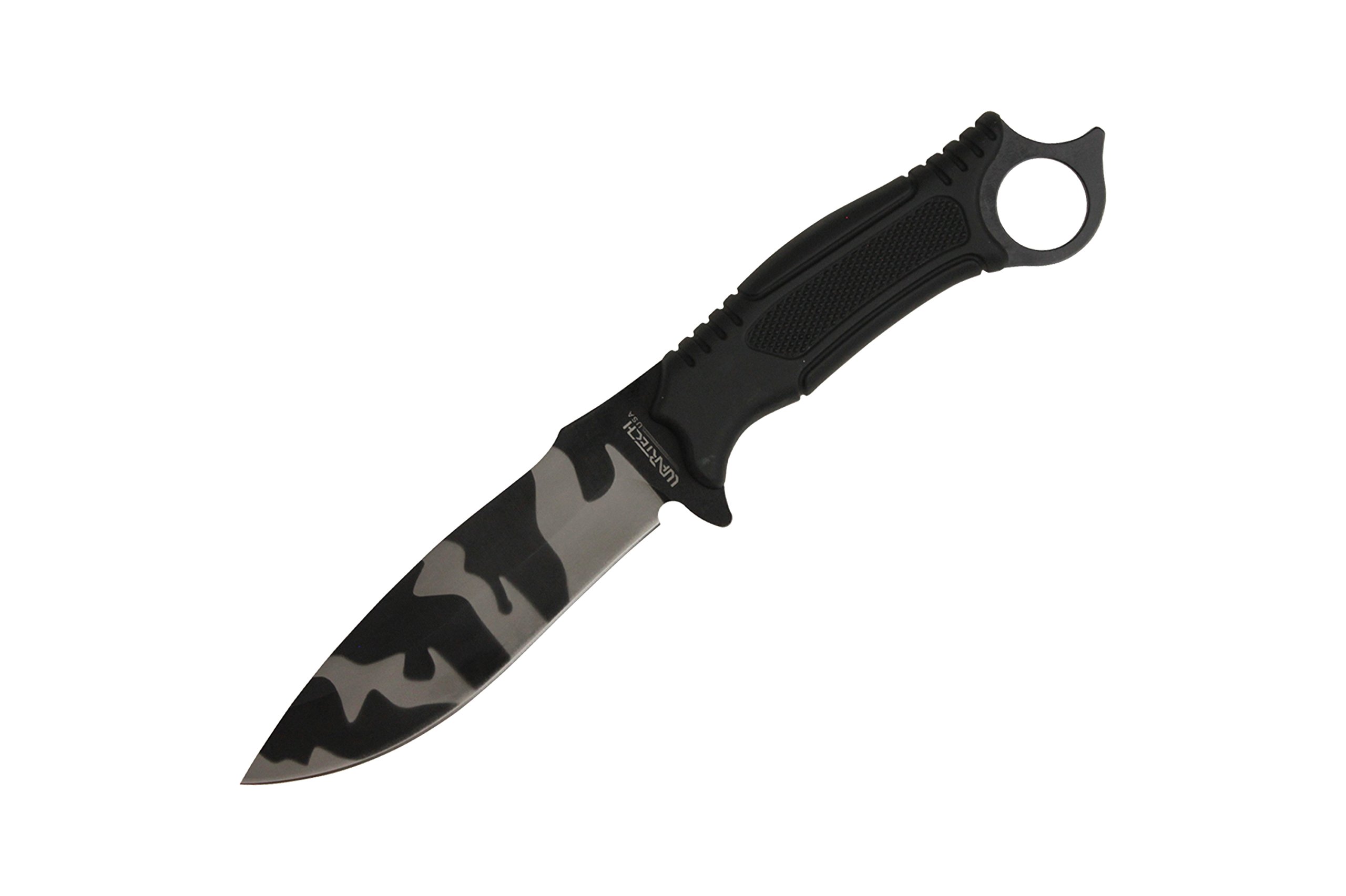 Wartech HWT12CM Hunting Knife with Camo Blade and Sheath, 10.5"