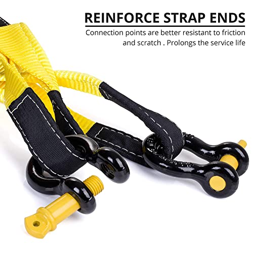 Tow Strap Recovery Kit-3'' x 10ft (30,000 lbs. Break Strength) +3/4" D Ring Shackles (62,831 LBS Break Strength)(2pcs.)-Heavy Duty Recovery Kit -Off Road Towing Accessory for Jeeps & Trucks Yellow
