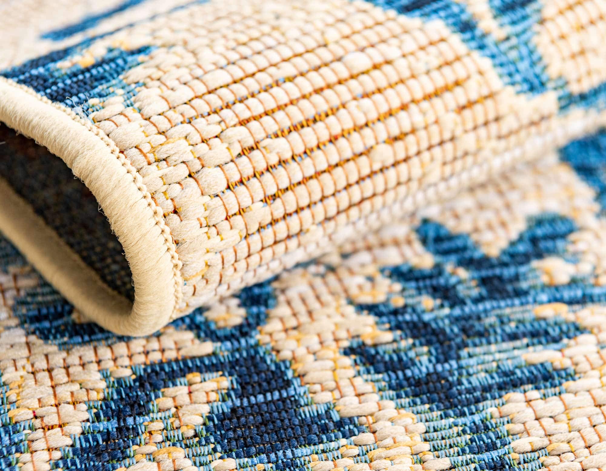 Unique Loom Outdoor Botanical Collection Area Rug - Ivy (5' 3" x 8' Rectangle, Beige/ Blue)