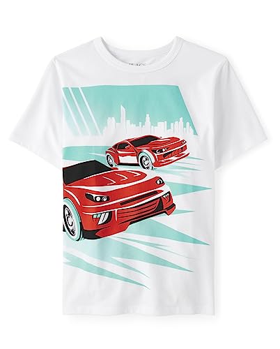 The Childrens Place Boys' Assorted Everyday Short Sleeve Graphic T-Shirts, Red Cars, X-Small