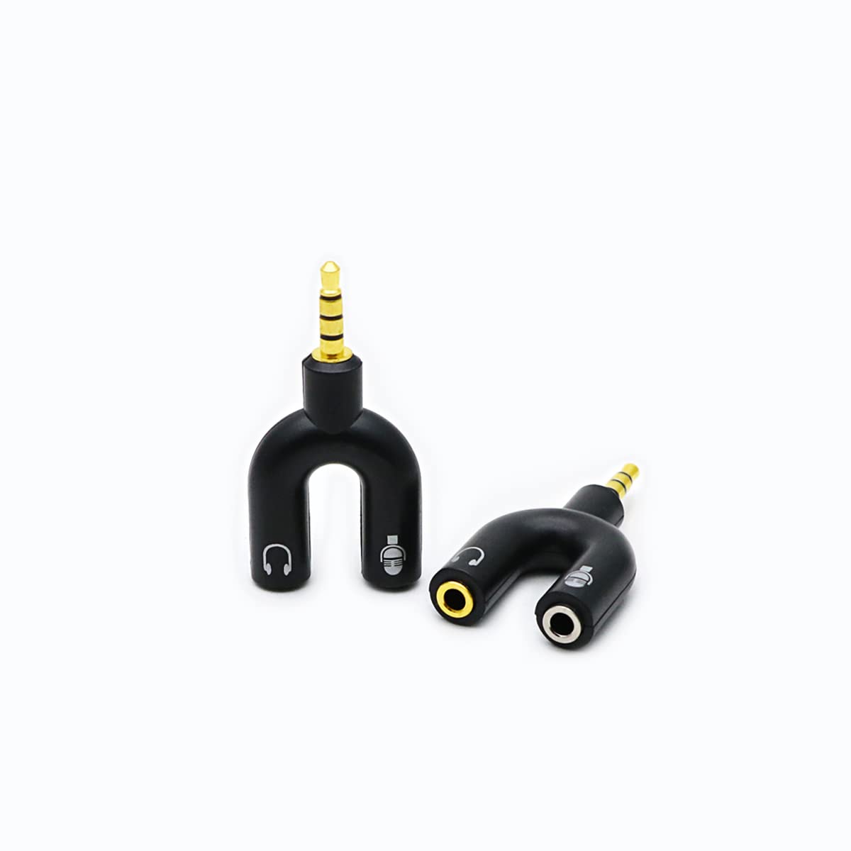 ZJKJHJY 3 Pack Headset Splitter Adapter, U Shape 3.5mm 4 Pole Male to 2 x 3 Pole Female Headphone Y Splitter