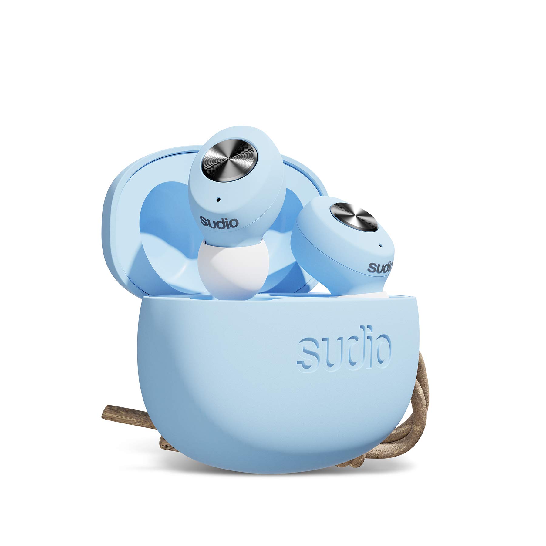 Sudio Tolv True Wireless Earbuds - Auto Pairing, Compact Charging Case, 35h Play Time, iOS, Android (Pastel Blue)