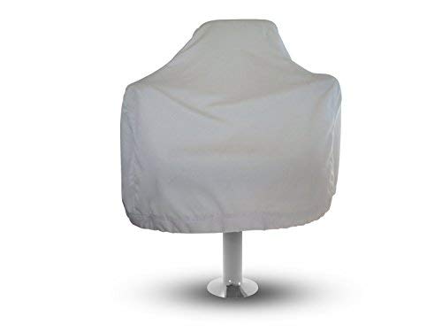 Sun-Protect Marine Canvas Boat Seat Cover, White Weather Resistant Fabric Protects Captains Chair from The Elements